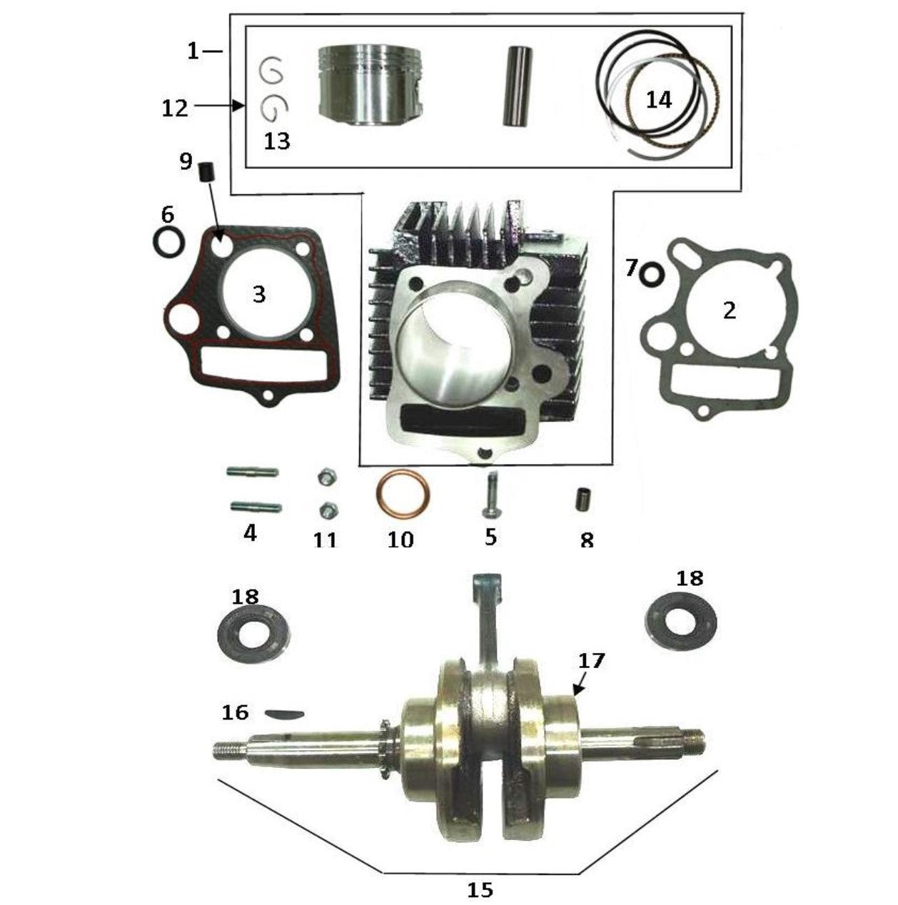 Cylinder - Piston Kit - Gaskets, 125cc 52mm ATVs & Dirtbikes – Get 2 It ...