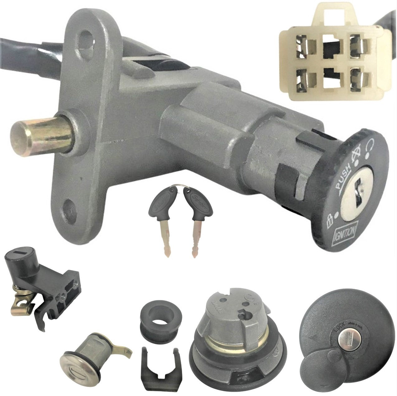 Ignition Switch With gas Cap & 2 Locks 4 Pin in 6 Pin Male Jack Bolts ...