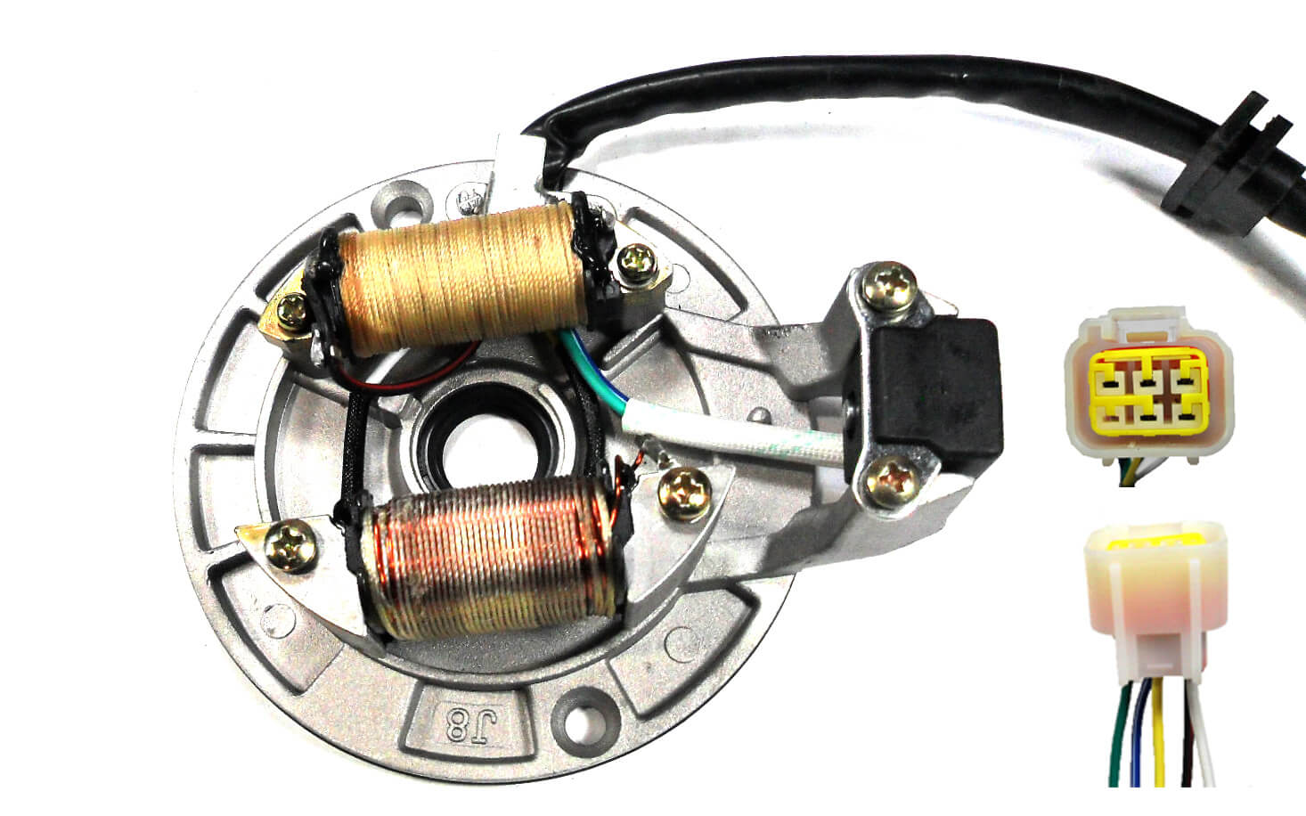 Stator 2 Coil w/ Base Plate 5 Pin in 6 Pin FM Jack (Base Plate OD=114m ...